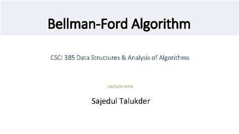 bellmanford algorithm csci 385 data structures analysis of