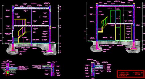 Corte detalhe das fundações em AutoCAD biblioteca CAD
