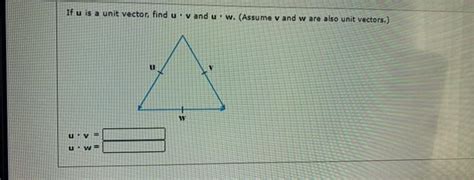 Solved If U Is A Unit Vector Find U V And U W Assume V Chegg