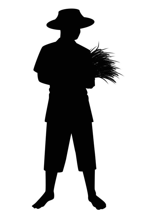 Asian Farmer Silhouette Vector Illustration Agricultural Harvesting