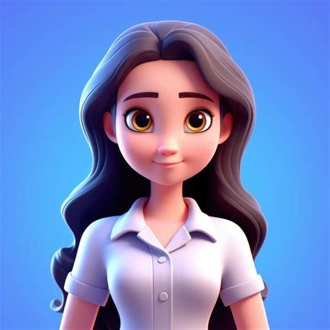 Avatar de niña de dibujos animados de diseño de personajes 3d de chica