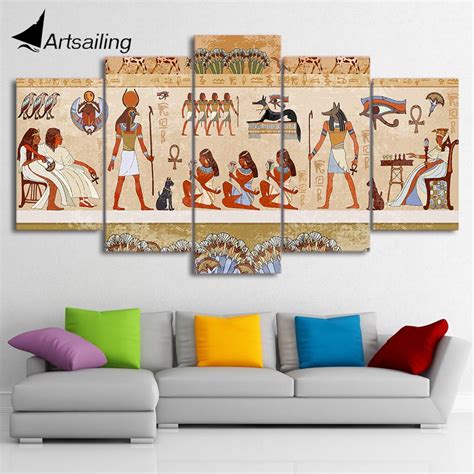 Cheap HD Printed 5 Piece Canvas Art Paintings Wall Egyptian Pictures
