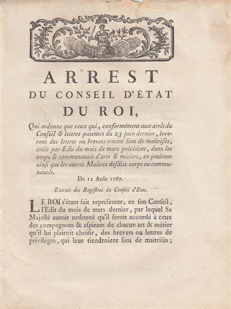 Arrest du Conseil d État du Roi qui ordonne que ceux qui conformément