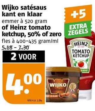 Wijko Satésaus Kant En Klaar Of Heinz Tomato Ketchup 50 Of Zero
