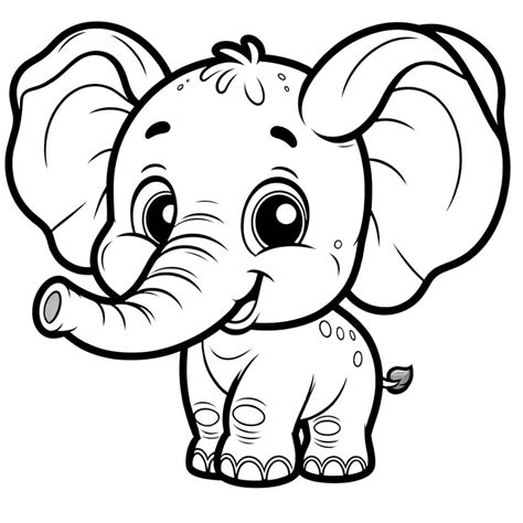 Coloriage Éléphant avec de grandes oreilles souriant Dessin gratuit