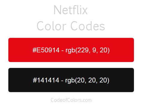 Netflix Colors Hex And RGB Color Codes