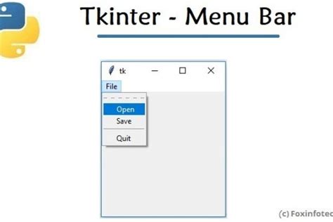 How To Create Menu Bar Using Tkinter In Python