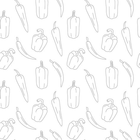 Diferente Pimentas Padronizar Linha Arte Fresco Legumes Dentro Desenho