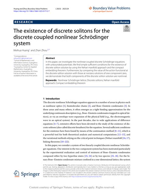 pdf the existence of discrete solitons for the discrete coupled nonlinear schrödinger system