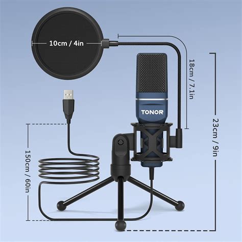 TONOR Micrófono USB condensador cardioide para computadora micrófono