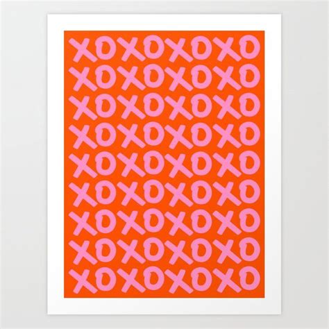 Buy XOXO Print Hugs And Kisses Pink And Orange Colors Retro Wall Art