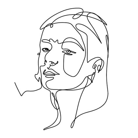 Arte De L Nea Femenina Una Cara Abstracta Continua Por Dibujo Archivo
