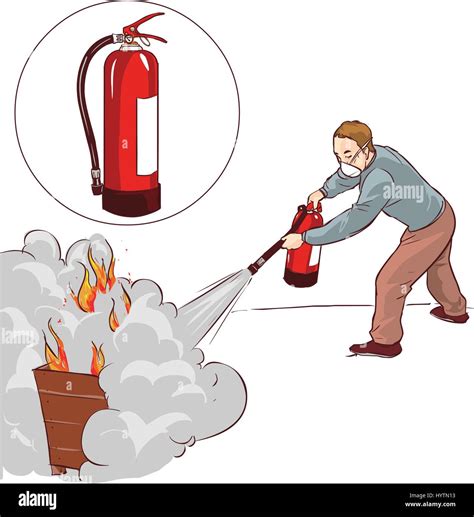 Fire Extinguisher Putting Out Fire Cartoon