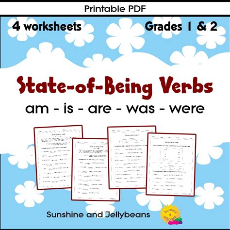 State Of Being Verbs Am Is Are Was Were Grades Great For