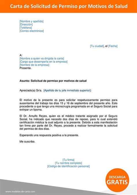 Modelo De Carta Para Solicitar Permiso Para Faltar Al Trabajo Form