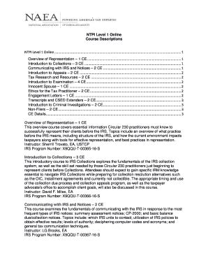 Fillable Online Naea NTPI Level 1 Online Course Descriptions NTPI Level