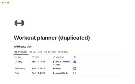 Workouts Planner Notion Template
