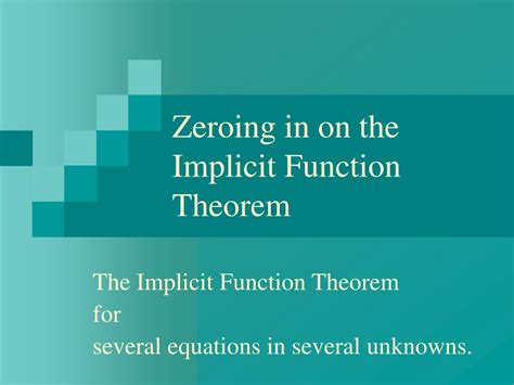 ppt zeroing in on the implicit function theorem powerpoint presentation id 9409666