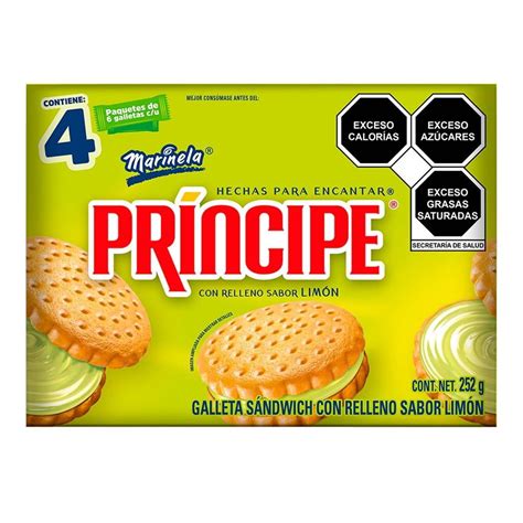 Galletas Príncipe Marinela con relleno sabor a limón 252 g Walmart