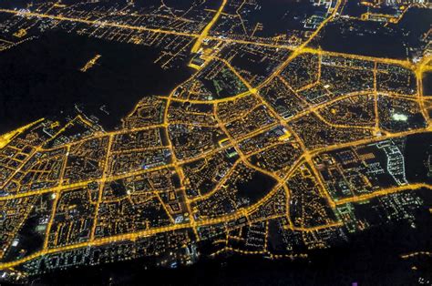 Warszawa Ursynów nocą z lotu ptaka POLAND ON AIR