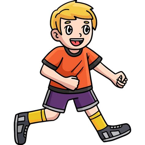 Happy Boy Caminando Dibujos Animados De Colores Clipart Vector Premium