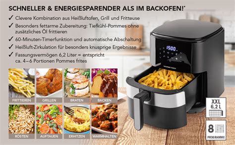 GOURMETmaxx Digitale Heißluft Fritteuse XL 6 2 Liter Kombination aus