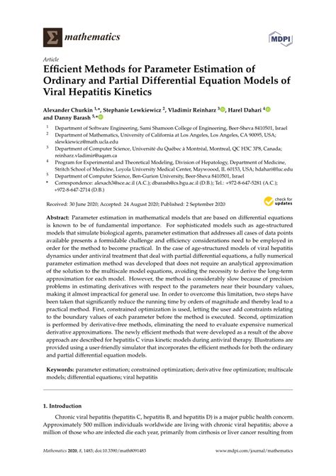 pdf efficient methods for parameter estimation of ordinary and partial differential equation