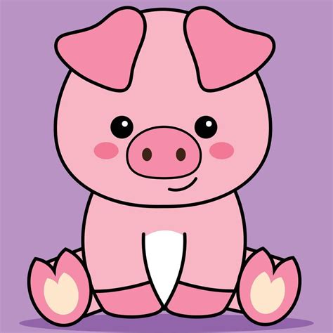 Lindo Cerdito Cerdito Kawaii Sentado Vector En Vecteezy