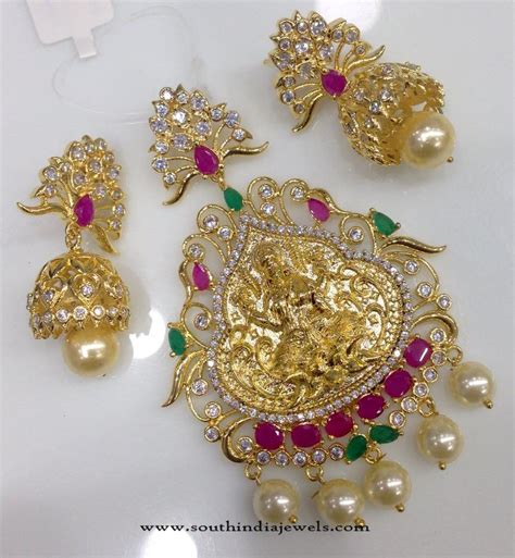 One Gram Gold AD Lakshmi Pendant South India Jewels
