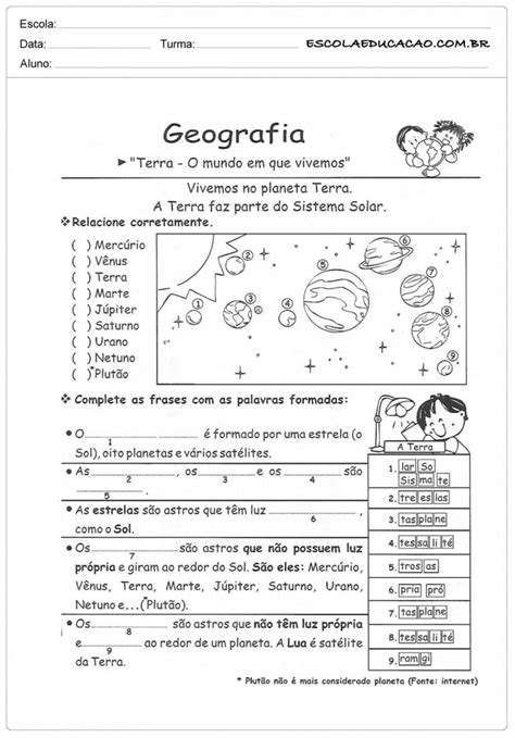 Atividades De Geografia Para O Ano Escola Educa O