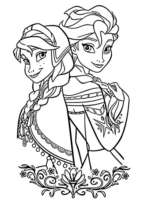 Gratis Printbare Frost Anna Og Elsa Tegning til Farvelægning til Voksne