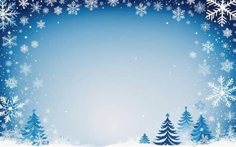 Fondo De Navidad Azul Con Copos De Nieve Foto Premium
