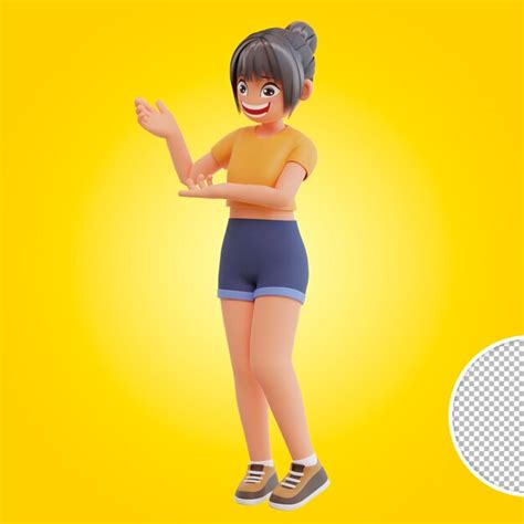 Premium PSD Sexy Girls Showing Something 3d Cartoon Illustration