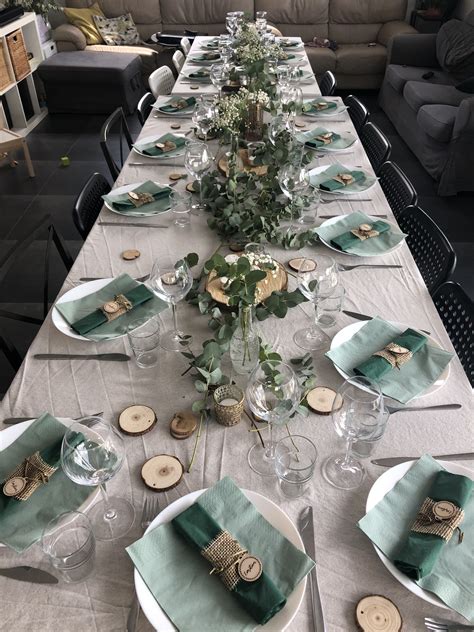 Deco table Green eucalyptus Déco table anniversaire Deco salle