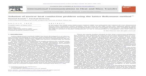 solution of inverse heat conduction problem using the lattice boltzmann method [pdf document]