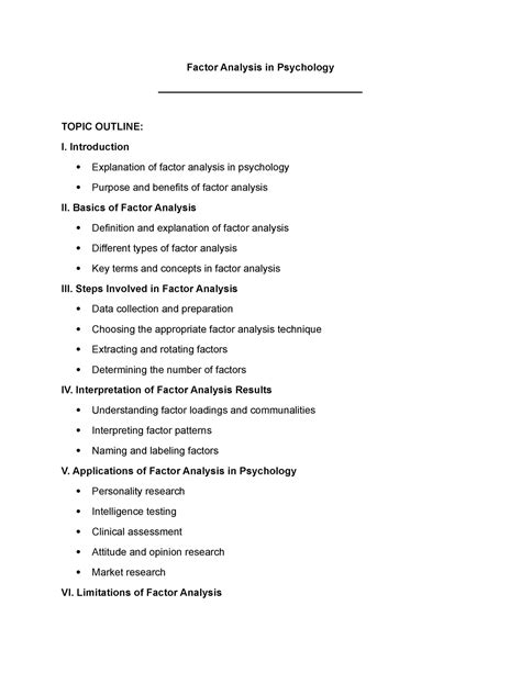 factor analysis in psychology factor analysis in psychology topic outline i introduction