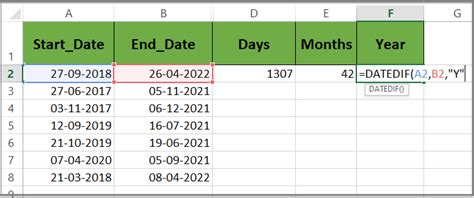 calculate the difference between two dates dynamically excelnsg