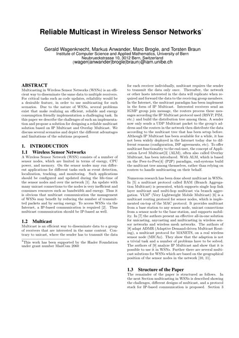 pdf reliable multicast in wireless sensor networks