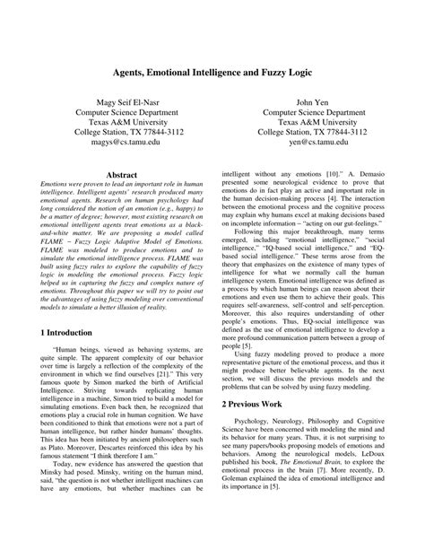 pdf agents emotional intelligence and fuzzy logic