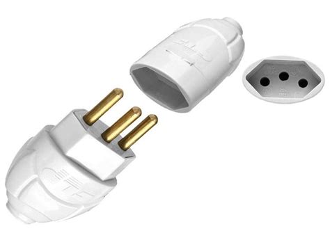 Kit Plugue Macho 2p t 20A Tomada Fêmea 2p t 20A Branco FLP Plugs