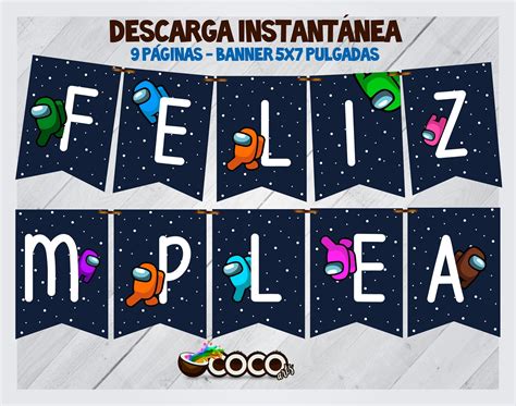 Banderines de Feliz Cumpleaños de Among Us Banner Etsy