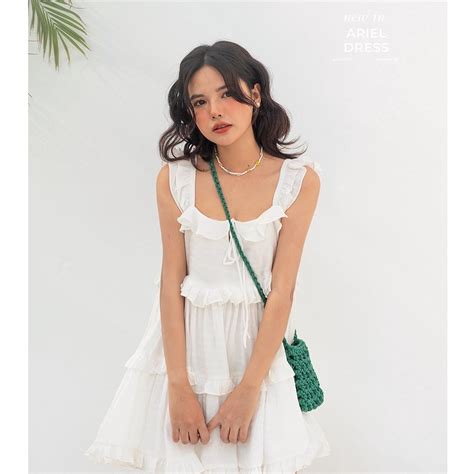 Váy 2 dây quai bèo bồng xòe Naked by V Ariel Dress Shopee Việt Nam