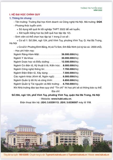 Thông tin Tuyển sinh năm 2022 Đại học Kinh doanh và Công nghệ Hà Nội