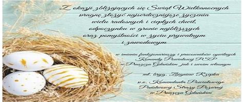 ŻYCZENIA WIELKANOCNE P O KOMENDANTA POWIATOWEGO PSP W PRUSZCZU