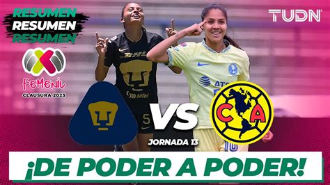 Resumen y goles Pumas vs América CL2023 Femenil J13 TUDN YouTube