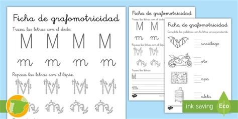 Ficha De La Letra M Para Preescolar Grafomotricididad