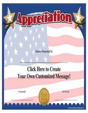 Military Certificate Of Appreciation FunAwards Funny Awards