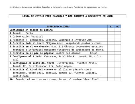 Docx File Web Viewlista De Cotejo Para Elabo Rar Y Dar Formato A