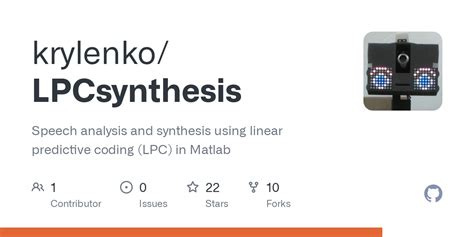 github krylenko lpcsynthesis speech analysis and synthesis using linear predictive coding