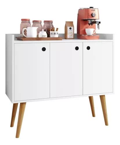 Cantinho Café Wood 3 Portas Serve Como Aparador Buffet Sala Cor Branco